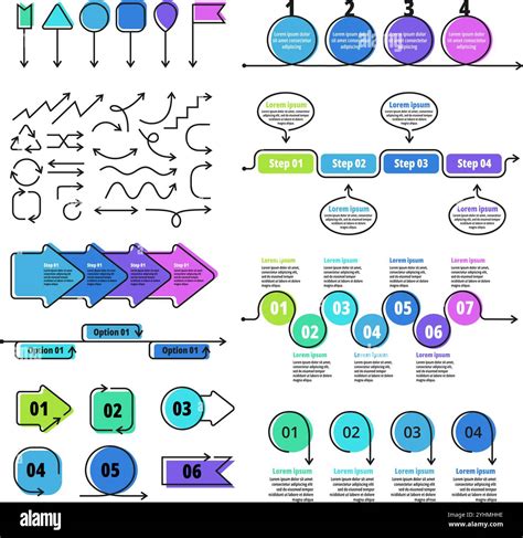 Arrow Infographic Elements Step By Step Guide Timeline And Process Diagram Templates And