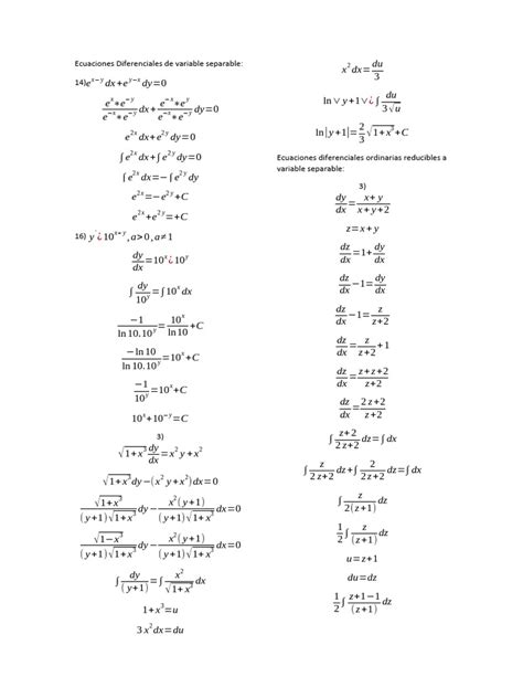 Ecuaciones Diferenciales De Variable Separable 11 Pdf Matemáticas Aplicadas Matemáticas