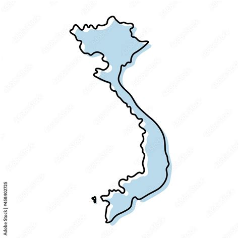 Stylized Simple Outline Map Of Vietnam Icon Blue Sketch Map Of Vietnam