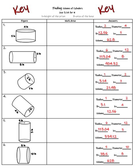 Finding Volume Of Cylinders Worksheets Library