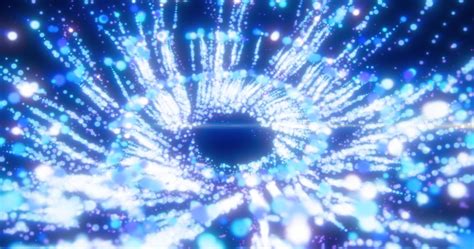 Abstract Flying In A Spiral In A Whirlwind Exploding Blue Bright Luminous Particles Magical