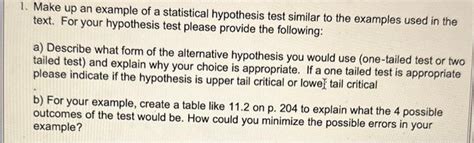 solved 1 make up an example of a statistical hypothesis