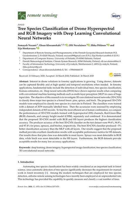 Pdf Tree Species Classification Of Drone Hyperspectral And Rgb