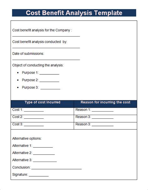 Cost Benefit Analysis Templates 14 Free Word Excel PDF Formats