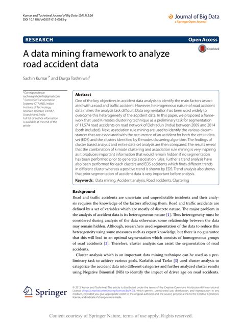 Pdf A Data Mining Framework To Analyze Road Accident Data