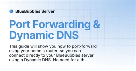 Port Forwarding And Dynamic Dns Bluebubbles Server