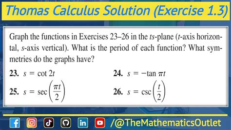 Thomas Calculus Exercise 1 3 Q23 To Q26 Graph Of Trigonometric Functions Urdu Lec 46 Youtube