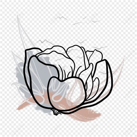 卡通黑色線描花朵手繪卡通花朵小草psd圖案素材免費下載，可愛卡通圖片，尺寸1200 × 1200px Lovepik