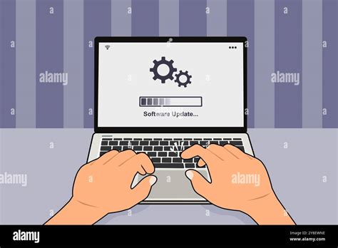 A Laptop On The Table With Updating Progress Bar On Screen Software