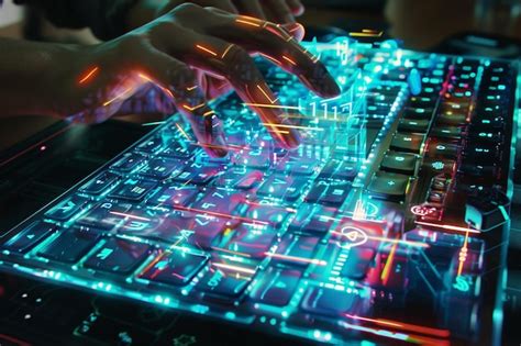 Premium Photo A Virtual Keyboard Projected As A Holographic Inte Generative Ai