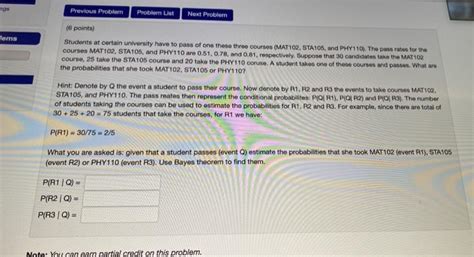 Solved Next Problem Ems Previous Problem Probler List 6