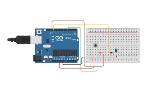 circuit design control de un led desde un pulsador tinkercad