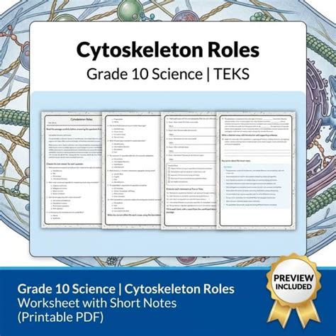 Grade 10 Science Cytoskeleton Roles Worksheet With Short Notes Pdf