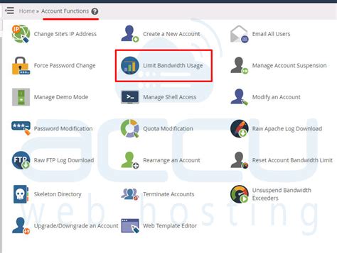 How To Change Bandwidth Limit Of CPanel Account From WHM AccuWebHosting
