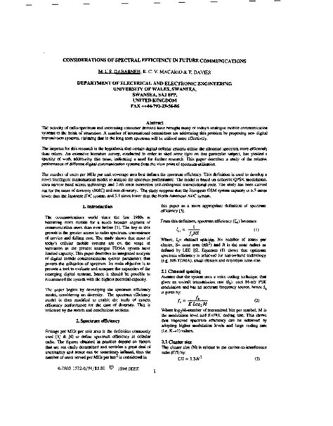 Pdf Considerations Of Spectral Efficiency In Future Communications