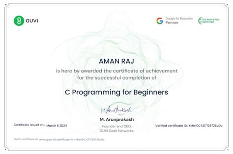 Aman Raj On Linkedin Cprogramming Certificatecompletion