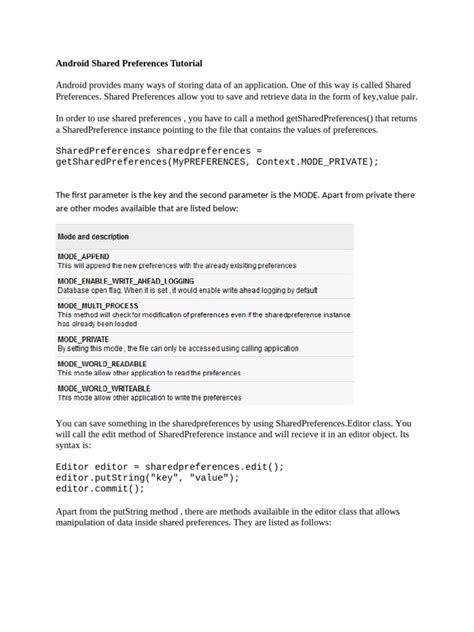Android Shared Preferences Tutorial Pdf Typefaces Android