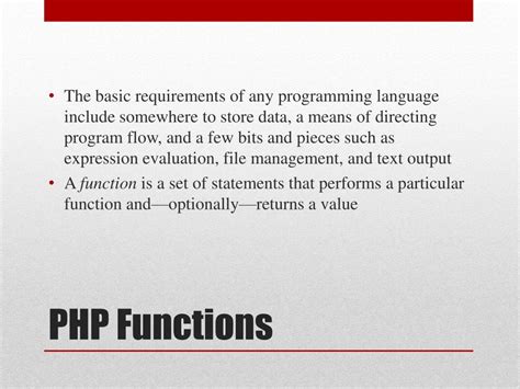 Ppt Php Functions And Objects Powerpoint Presentation Free Download