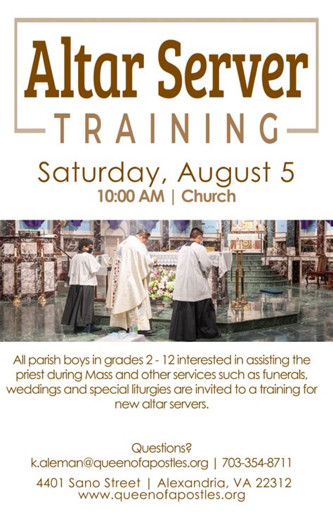 Altar Server Training Queen Of Apostles Catholic Church