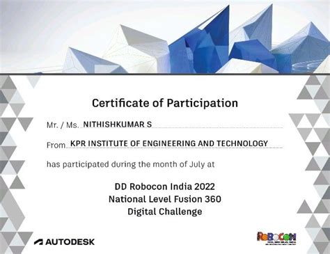 I Am Participate Tha Dd Robocon India 2022 National Level Fusion 360 Digital Challenge