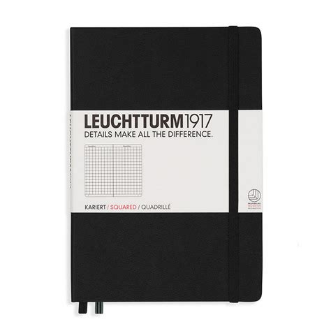 Leuchtturm1917 Medium Hardcover Notebook Grid Black A5 Bunbougu