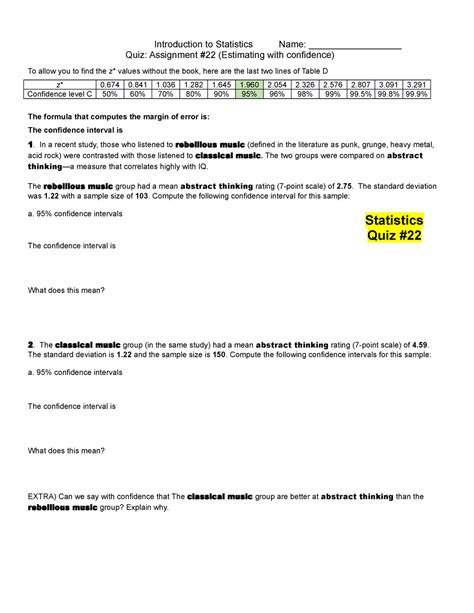 Ua Stat Quiz 22 Stats Quiz 22 Introduction To Statistics Name Quiz