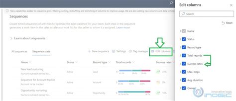 sequence stats and reshuffling of columns in sales accelerator