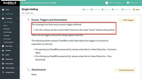 Campaign Based Triggers Accel Feature Feedblitz
