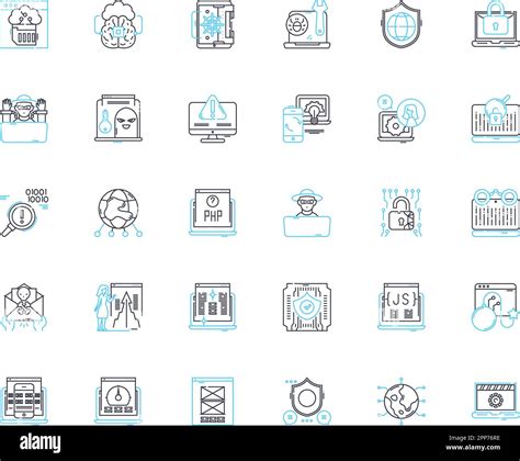 Artificial Universe Linear Icons Set Simulation Virtuality Sci Fi