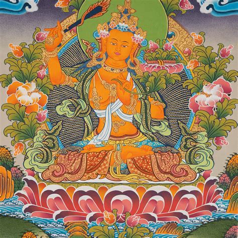 Manjushri Thangka Painting Sacred Tibetan Art Lucky Thanka