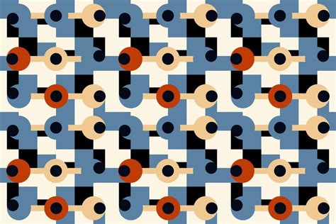Seamless Geometric Pattern With Interlocking Circles Squares And