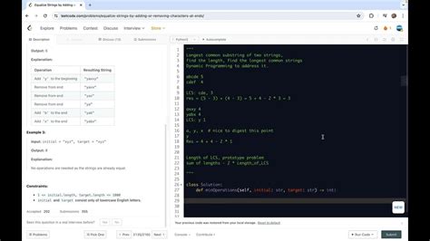 leetcode 3135 equalize strings by adding or removing characters at ends