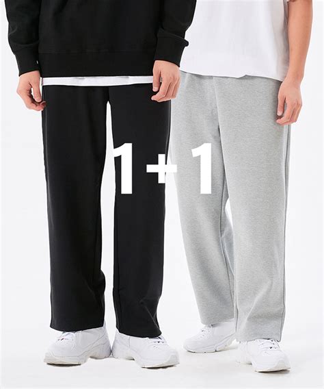 1 1 와이드 스웻 트레이닝 팬츠 회색 츄리닝바지 에이블리