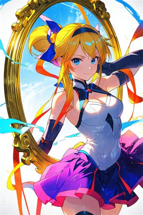 Anime Style Concept Art Of Mirror Force Ai Generated Stock Illustration