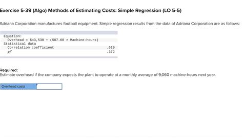 solved exercise 5 40 algo methods of estimating costs