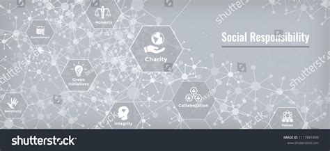 Social Responsibility Web Banner Icon Set Stock Vector Royalty Free 1117881899 Shutterstock
