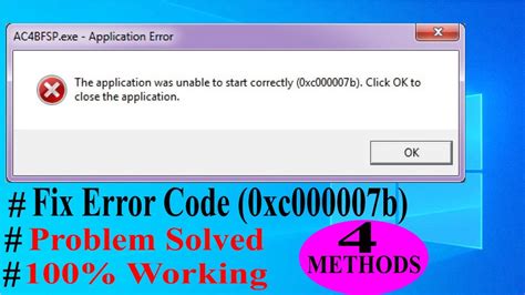 Fix Error Code 0xc000007b In Windows 1081874 Methods To Solve100 Working Youtube