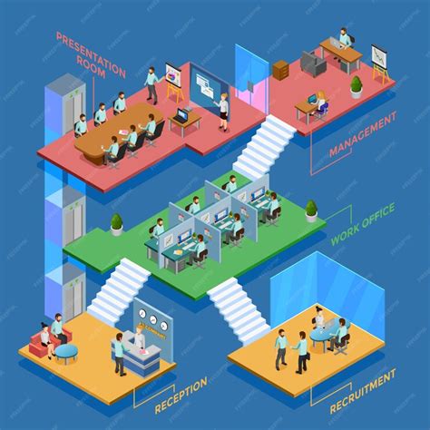 아이소 메트릭 사무실 그림 무료 벡터