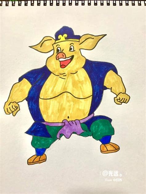 简笔画猪八戒涂色 简笔画猪八戒涂色教程 画趣文库（我爱生活）