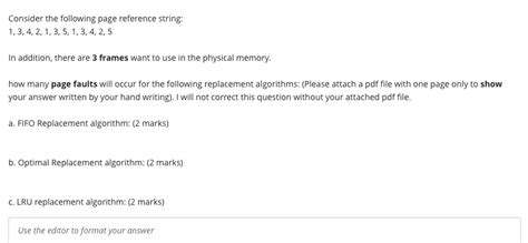 solved consider the following page reference string