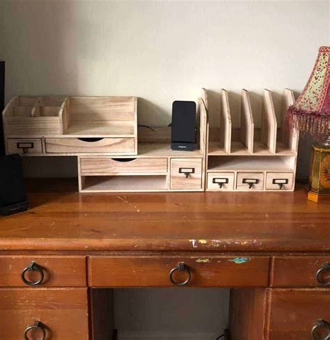 Diy Craft Room Desktop Organizer Diy Wood Desk Diy Wooden Desk