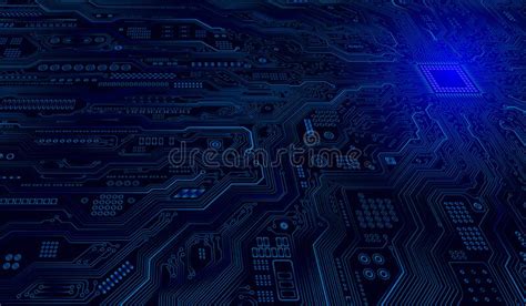 cpu chip on motherboard futuristic microchip processor stock vector illustration of