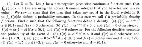 Solved 10 Let Ωr Let F Be A Non Negative Piece Wise