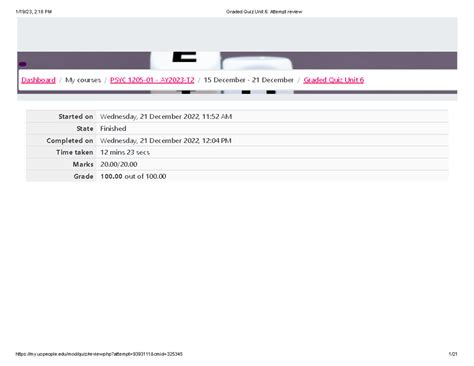 Graded Quiz Unit 6 Attempt Review Started On Wednesday 21 December 2022 11 52 Am State