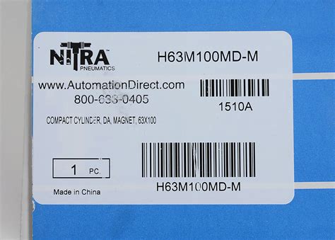 Pneumatic Cylinder: compact extruded, 63mm bore, 100mm stroke (PN ...