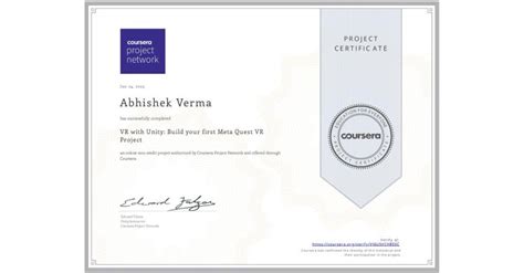 Abhishek Verma On Linkedin Completion Certificate For Vr With Unity
