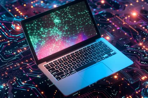 Premium Photo Laptop Motherboard Neural Network Technology