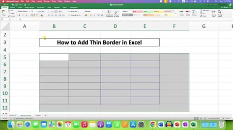 how to add thin border in excel youtube