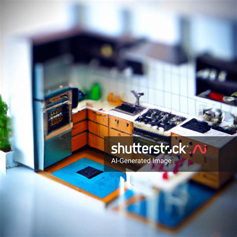 Miniature Diorama Scene Simple Kitchen Model Ai Generated Image