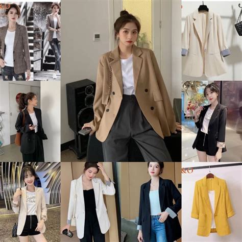 New เสื้อคลุมสูท เสื้อคลุมใส่ทำงานเเจ็คเก็ต เสื้อคลุมเบลเซอร์สูทเกาหลี เสื้อสูท6016 Th